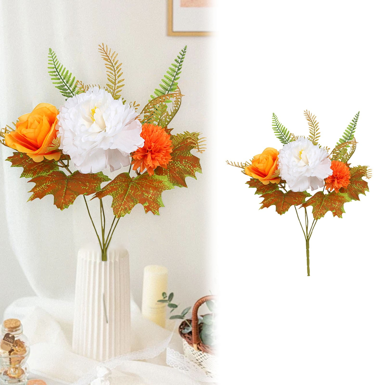 Harliver Fall Flowers Artificial Sunflower Roses Pumpkins For Autumn ...
