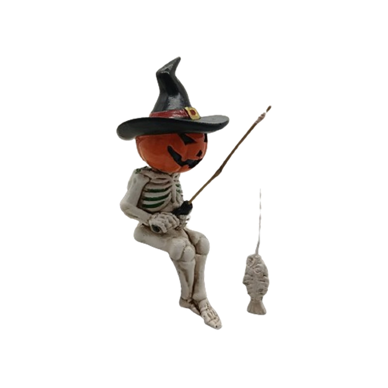 Harliver Fishing Skeleton Statue Halloween Decorations, 4.5" High Cute ...