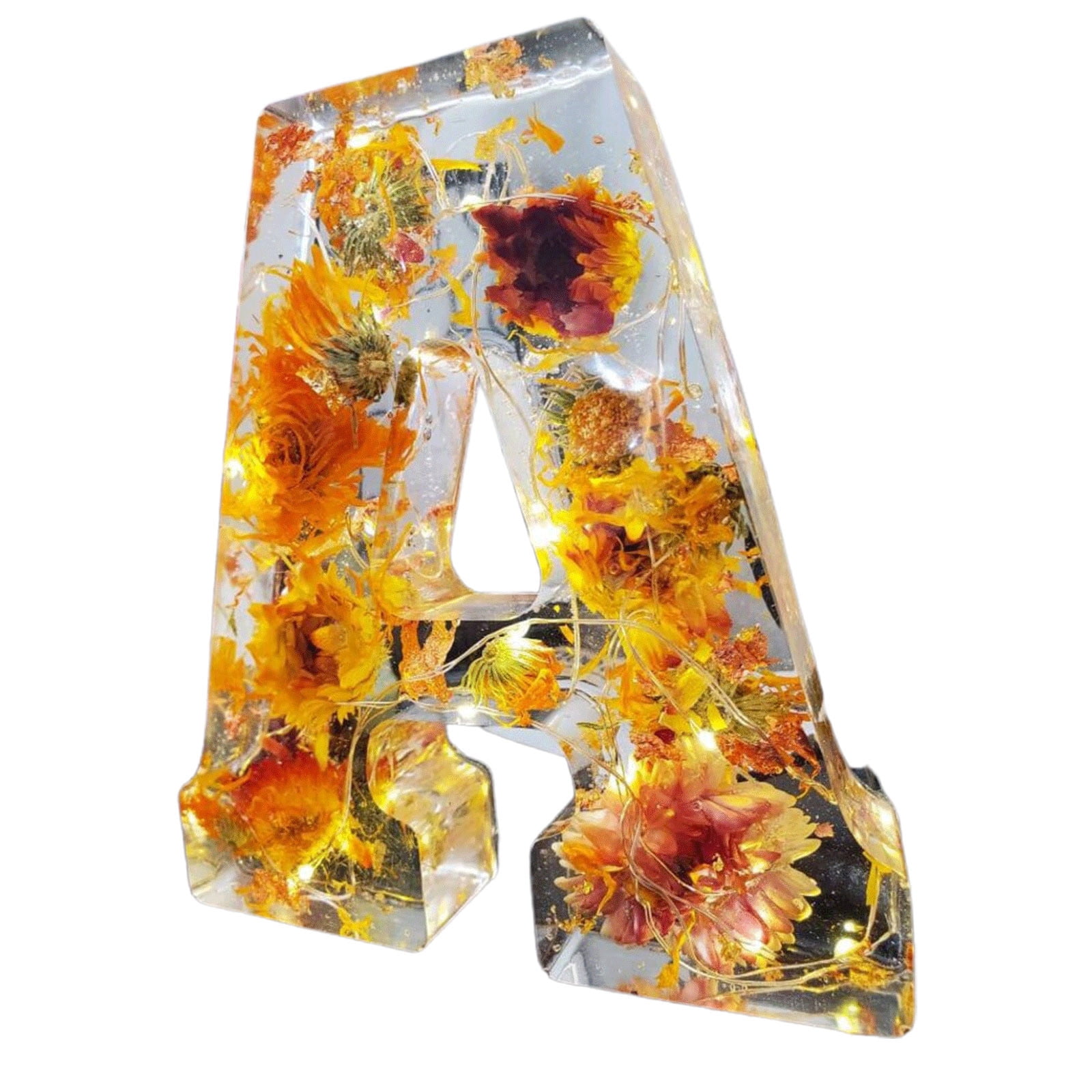Harliver Floral Resin Night Light, Pressed Flower Resin Letters with ...