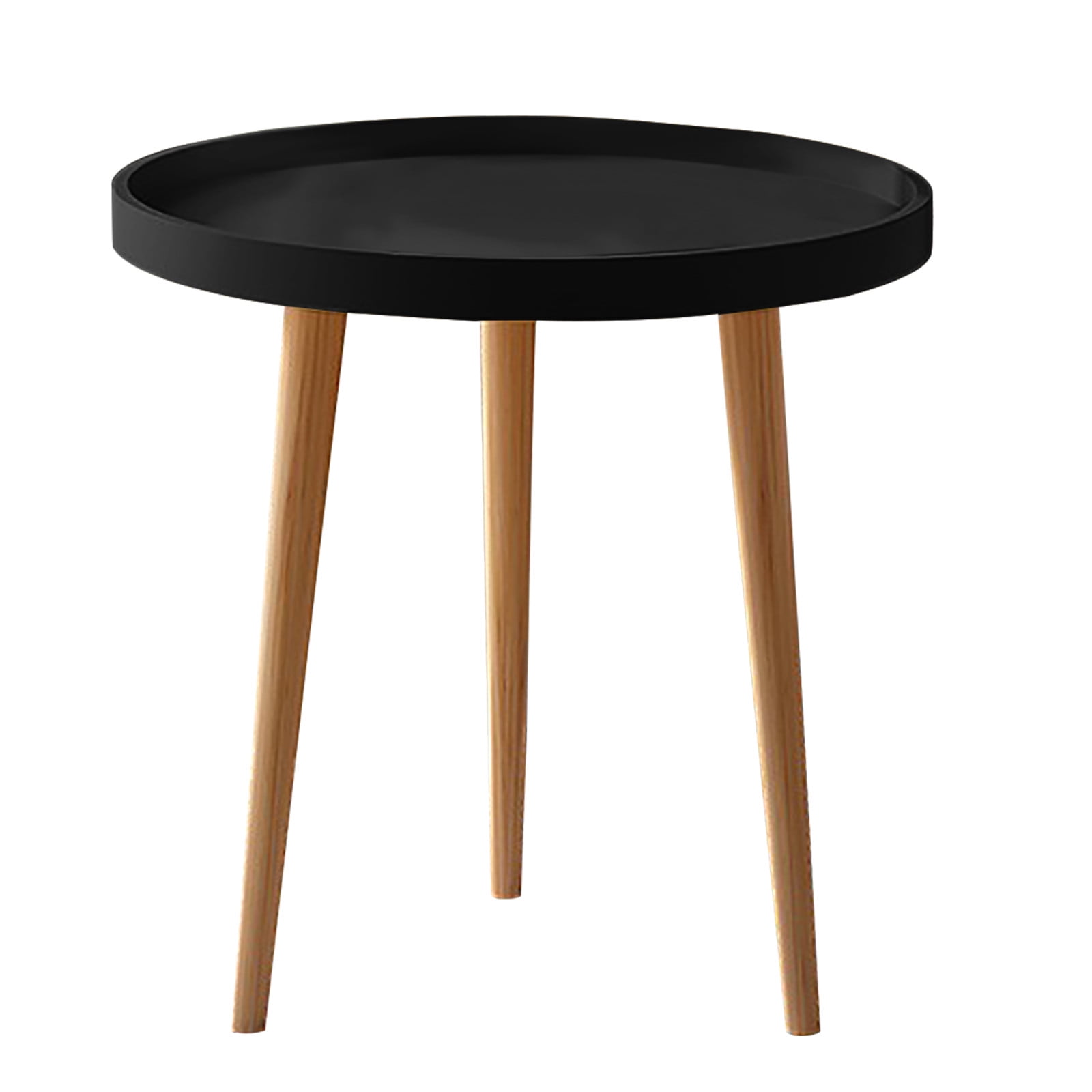 Harliver Round Black Side Table, Tray Nightstand Coffee End Table for ...