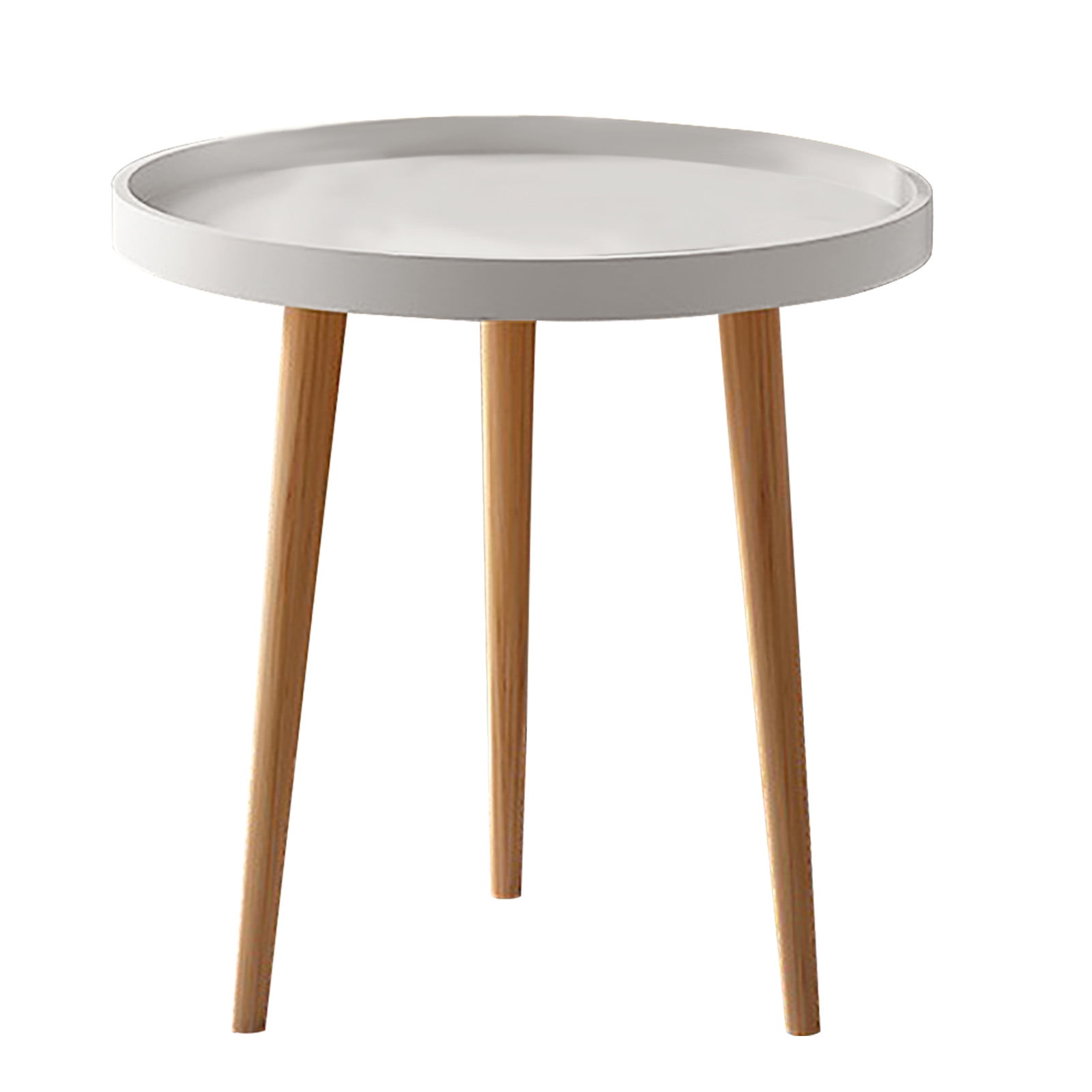 Harliver Round White Side Table, Tray Nightstand Coffee End Table for ...