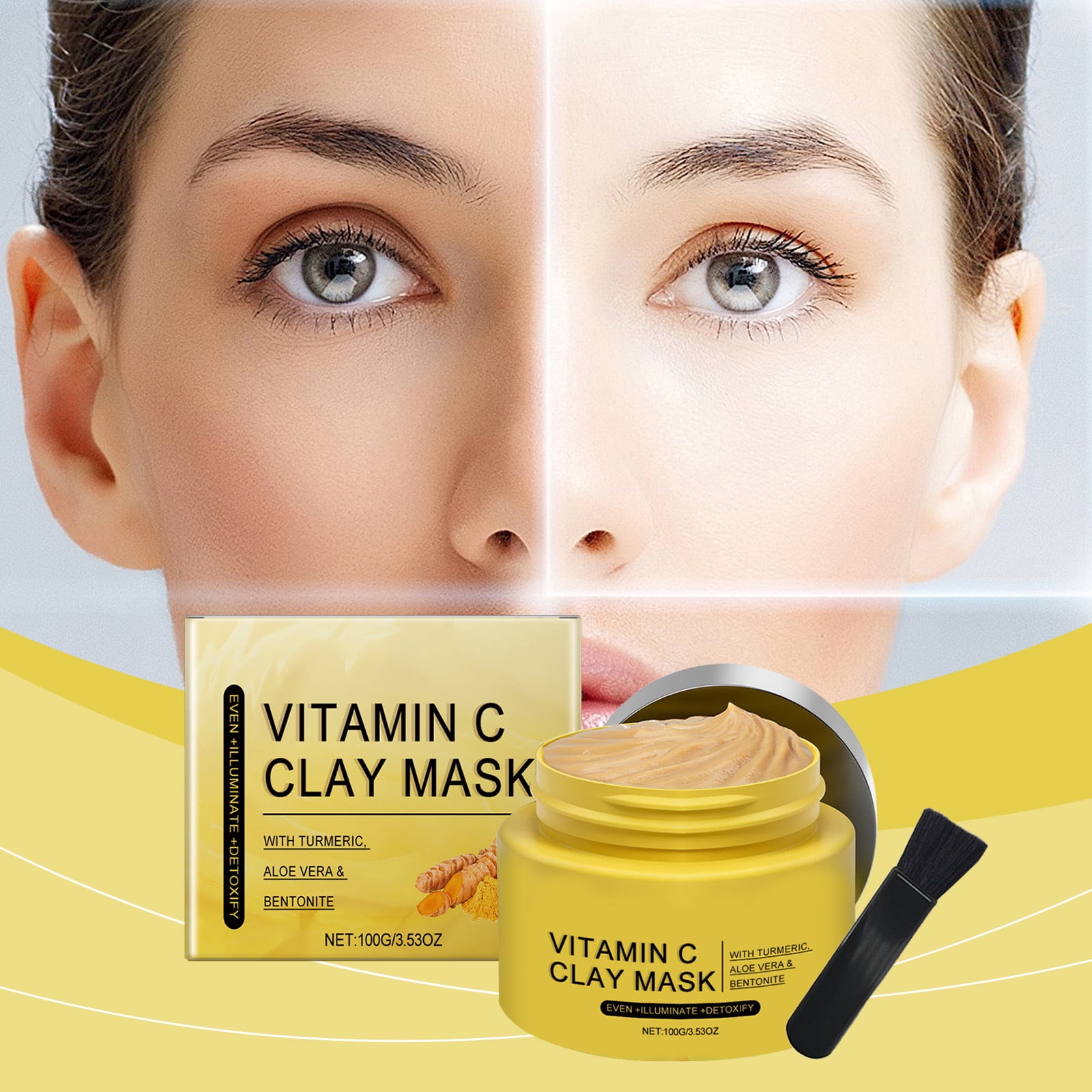 Harliver Vitamin C Face Mask with Kaolin Clay and Turmeric for Dark ...