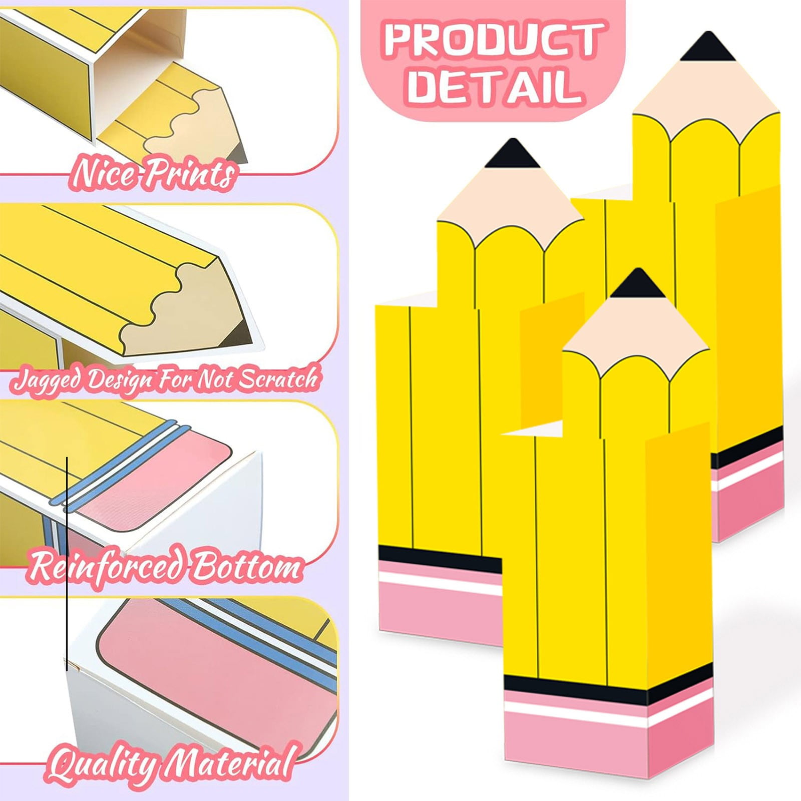 Harloon 24 Pcs 24 Pcs Back to School Pencil Candy Boxes Popcorn Holder ...