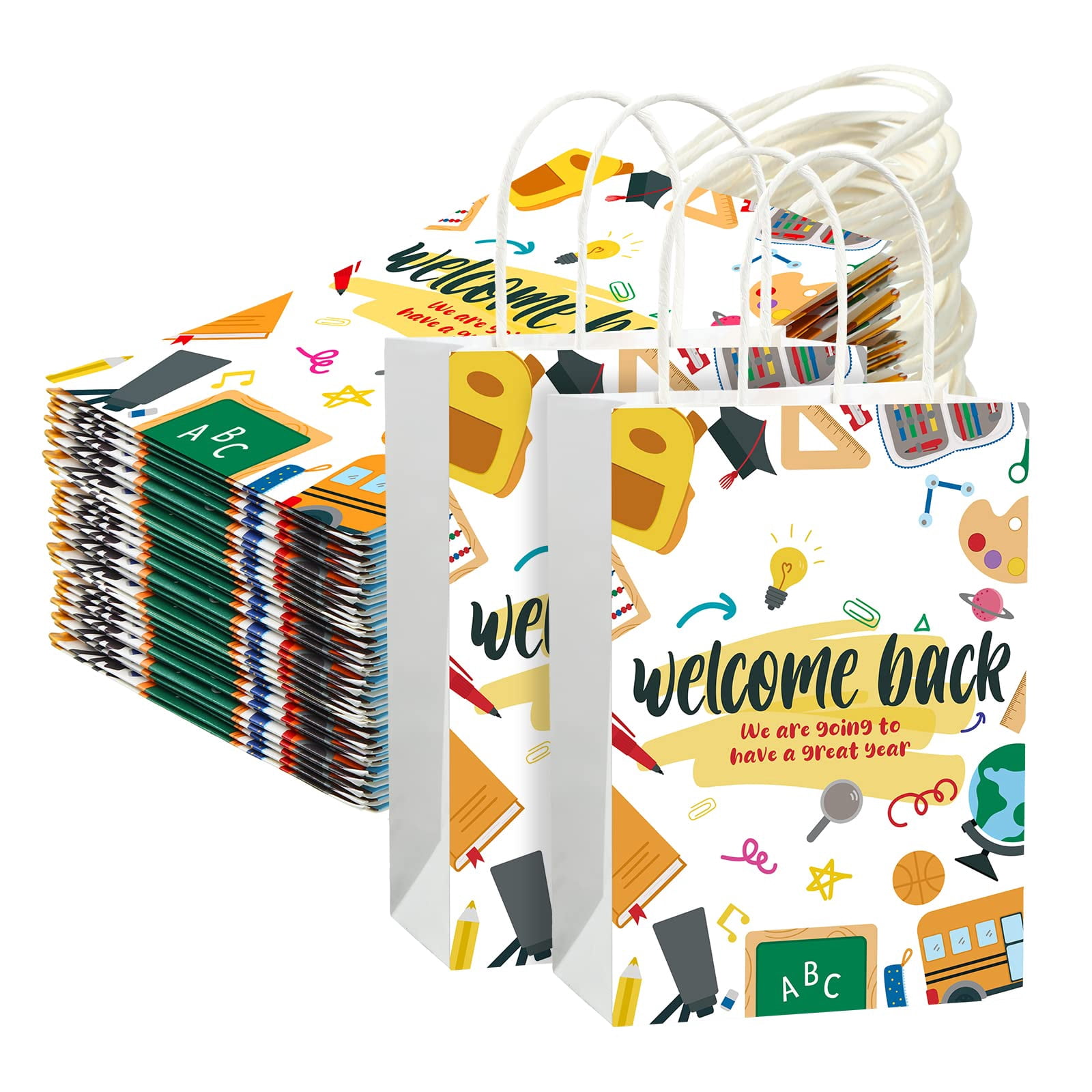 Harloon 24 PiecesITSC Welcome Back to School Party Gift Bags Paper ...