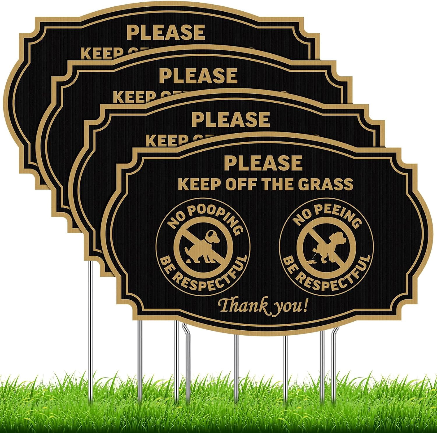 Harloon 4 Pcs 12 x 9 Inch No Pooping No Peeing Dog Sign Double Sided ...
