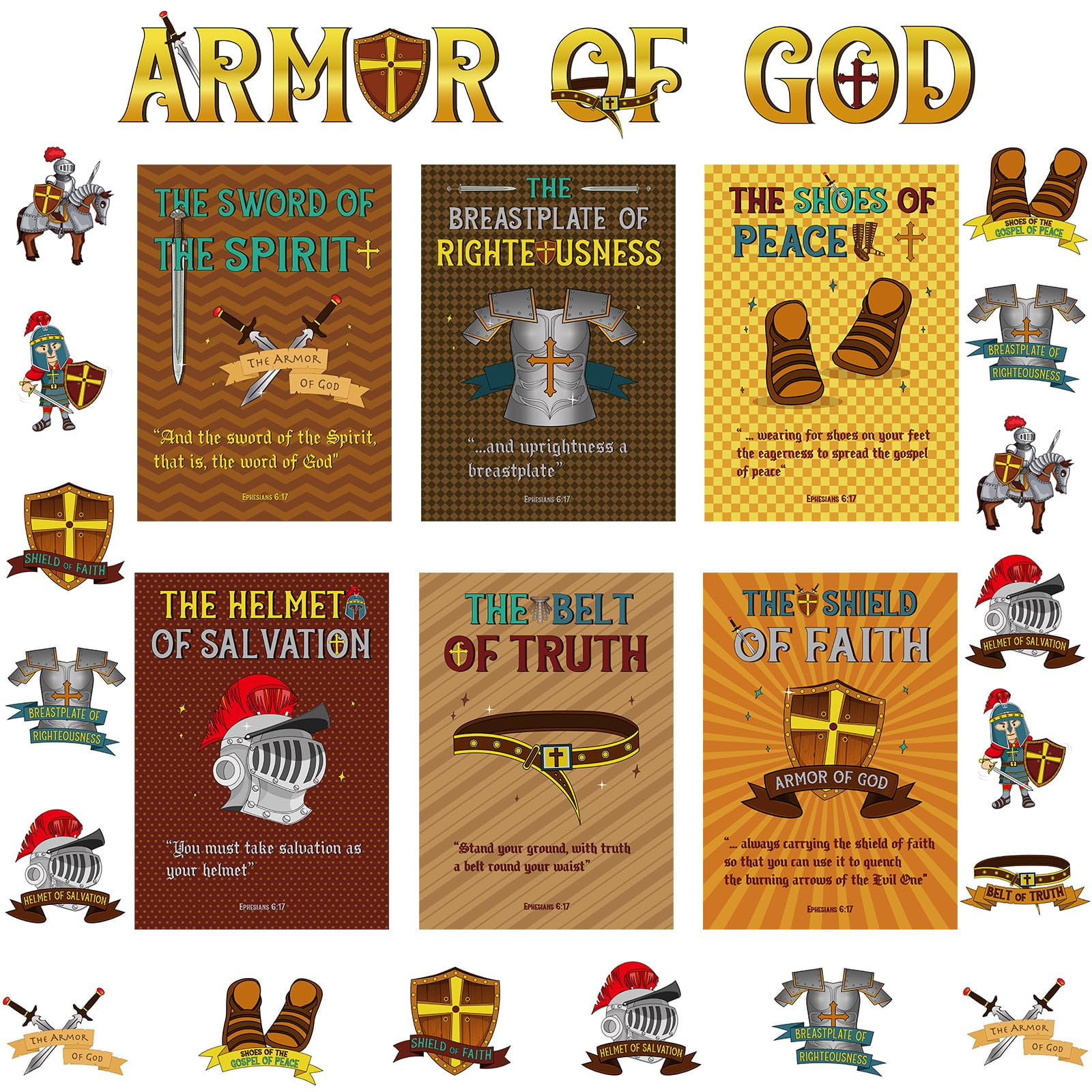 Harloon 41 Pcs Armor of God Bulletin Boards Religious Classroom ...