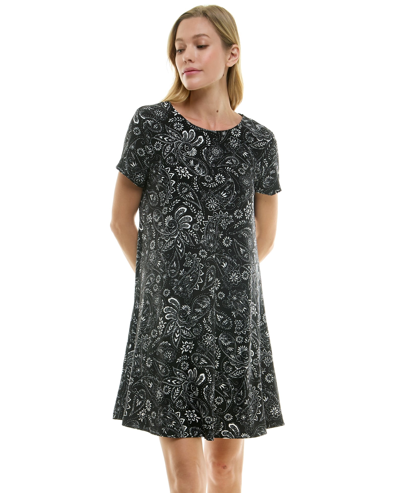 Harlow & Rose Short Sleeve T-Shirt Swing Dress (Womens & Womens Plus ...