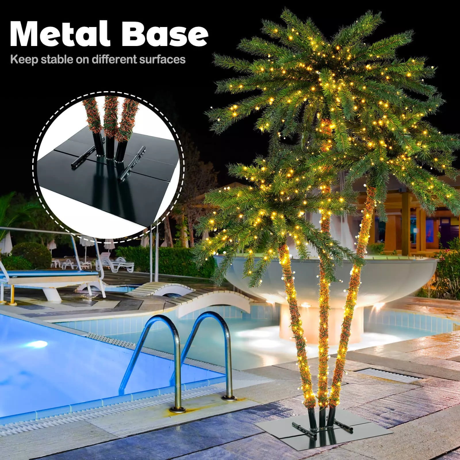 Harmijoy 6 FT 3 Trunks Lighted Palm Tree, 930 LED Light up Simulation ...