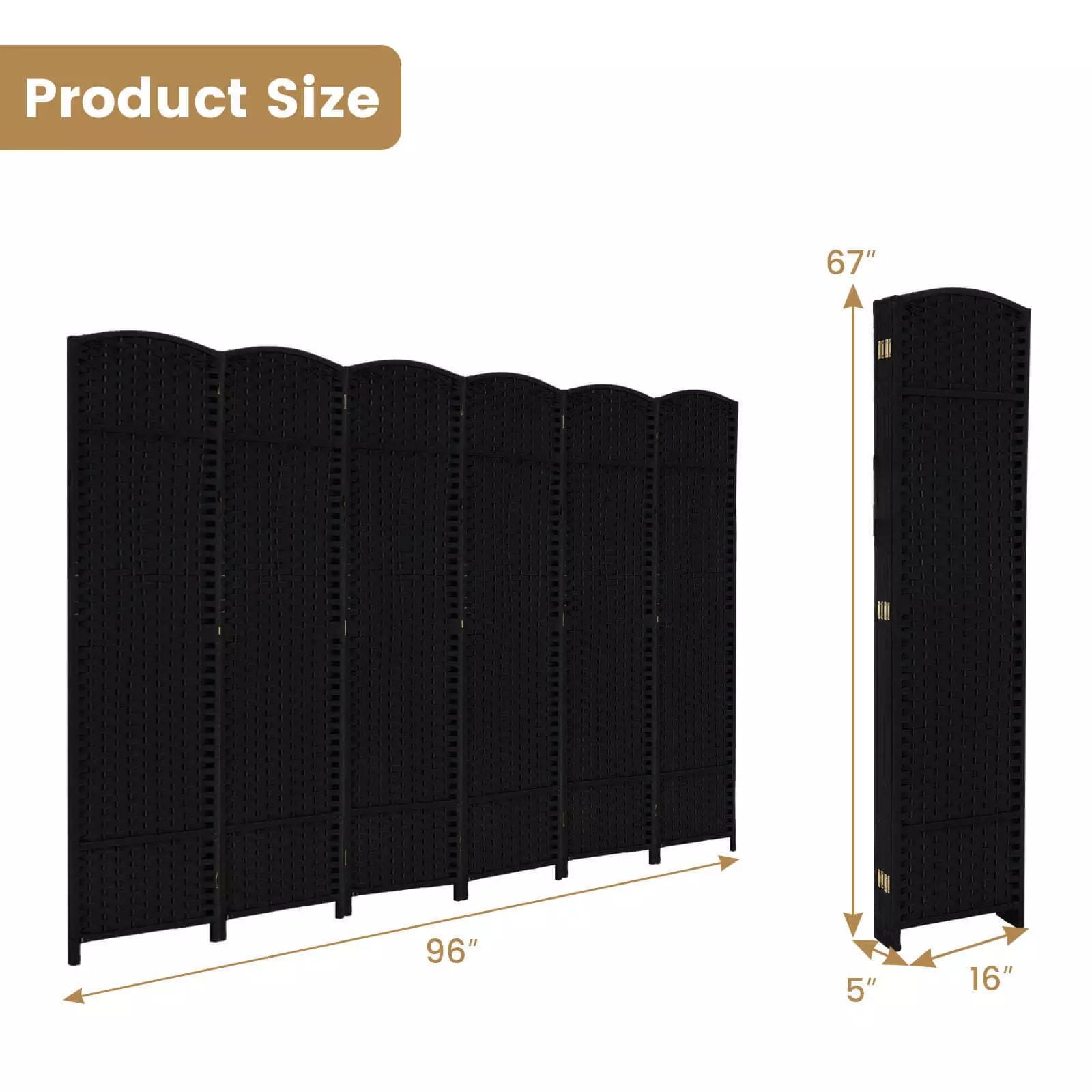 Harmijoy 6-Panel Folding Room Divider, 5.6FT Tall Privacy Screen with ...