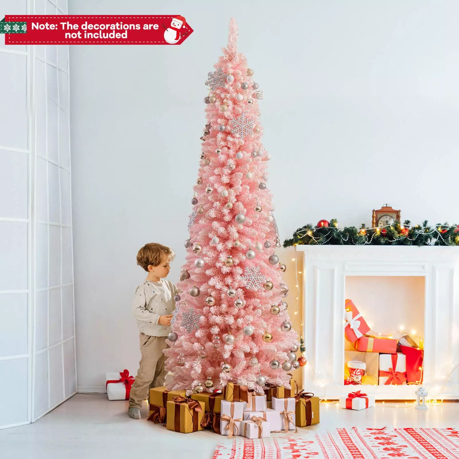 Harmijoy 8 FT Artificial Pink Christmas Tree with 1000 Branch Tips ...
