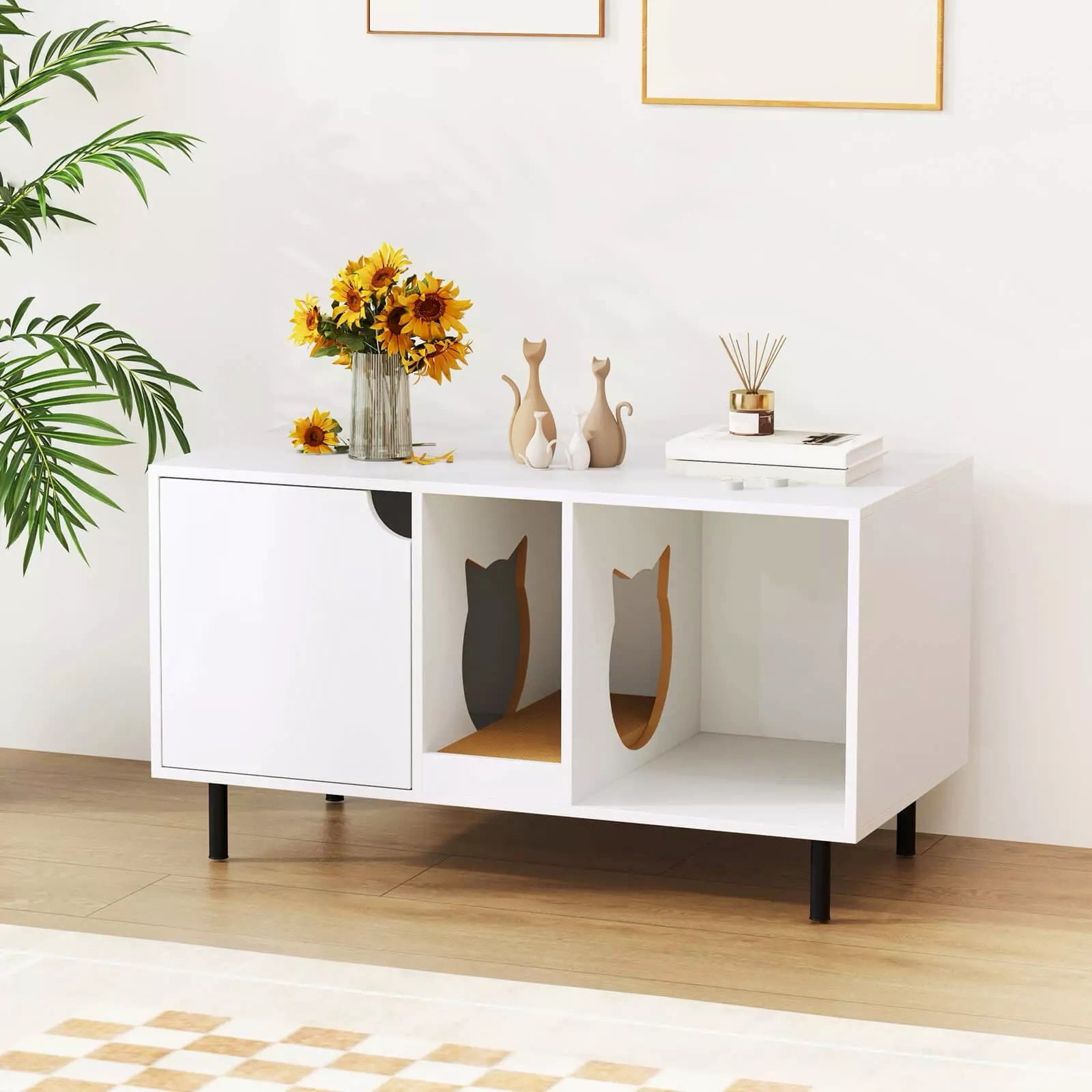 Harmijoy Cat Litter Box Enclosure, 40" Hidden Cat Washroom w/ Storage ...