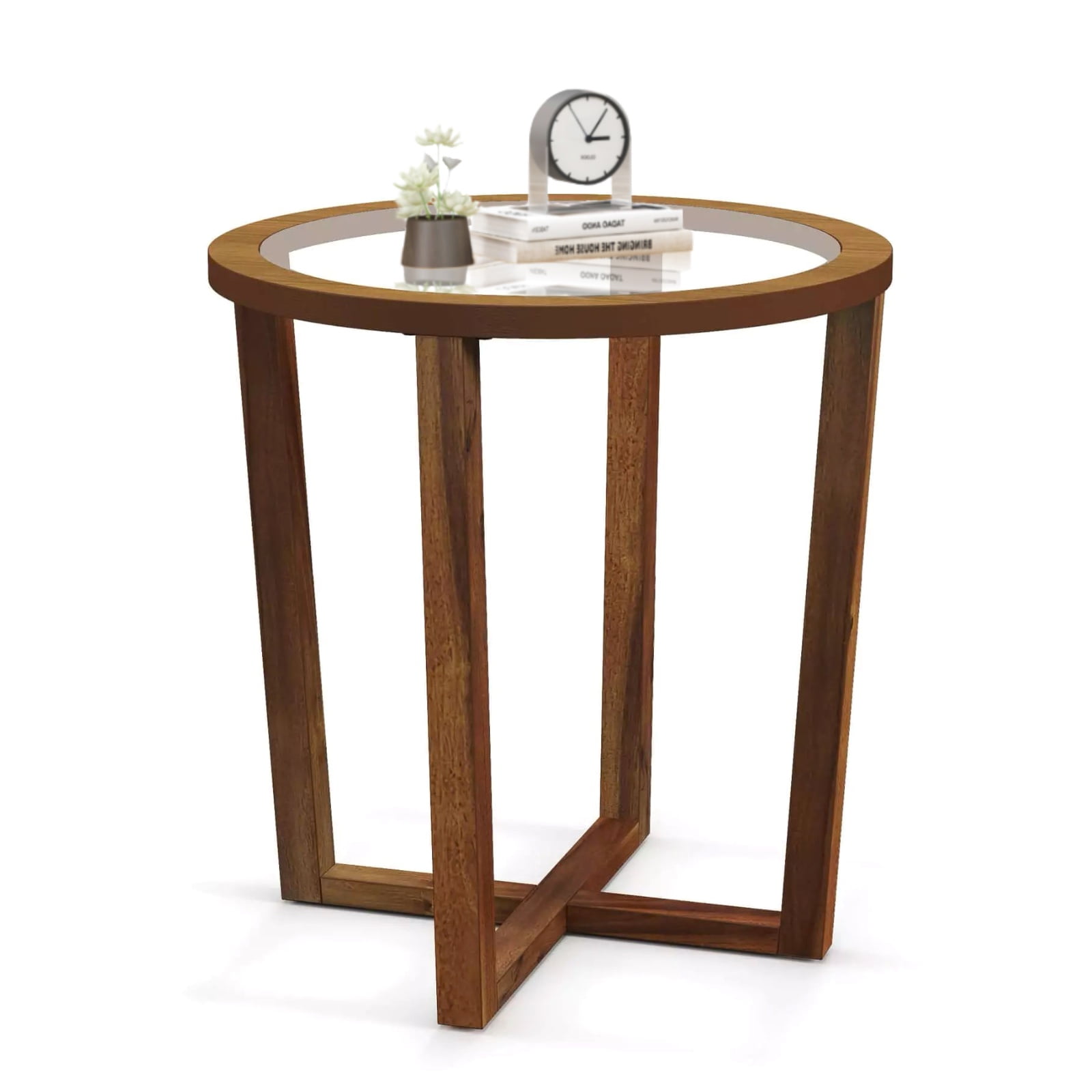 Harmijoy Modern Round End Table, Sofa Side Table with Transparent ...