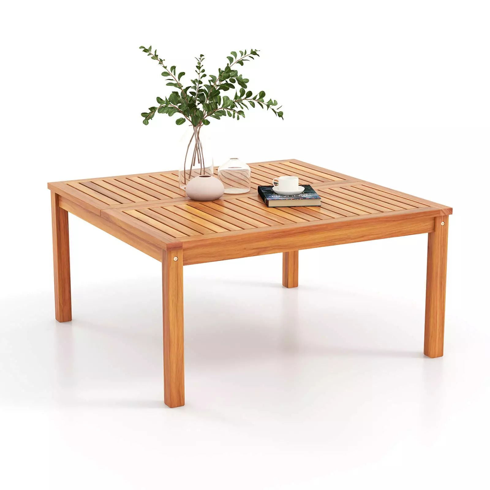 Harmijoy Outdoor Coffee Table, Acacia Wood Patio Table with Slatted ...