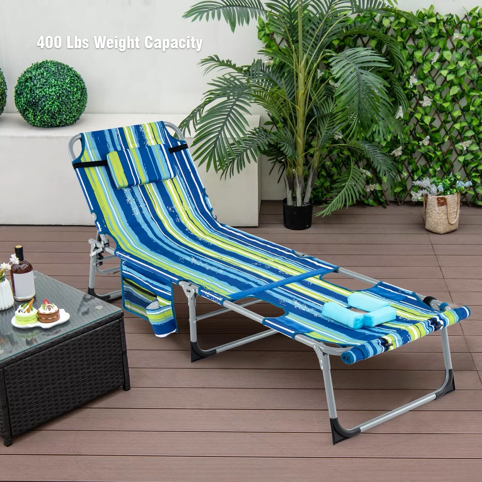 Harmijoy Outdoor Folding Chaise 5-Position Lounge Chair w/ Face Hole ...