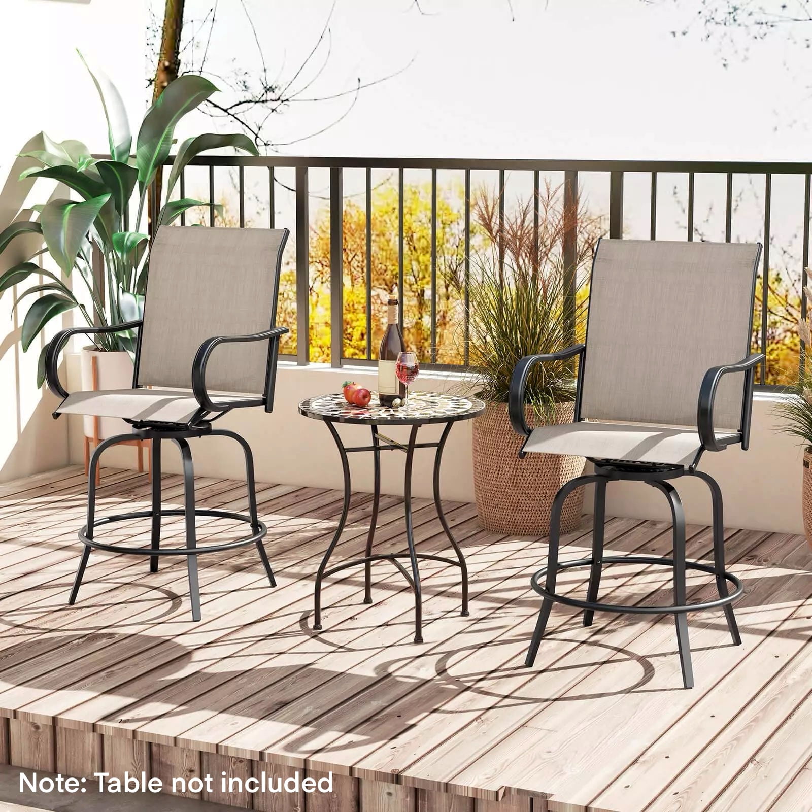 Harmijoy Patio Swivel Bar Stools Set of 2, Bar Height Outdoor Chairs w ...