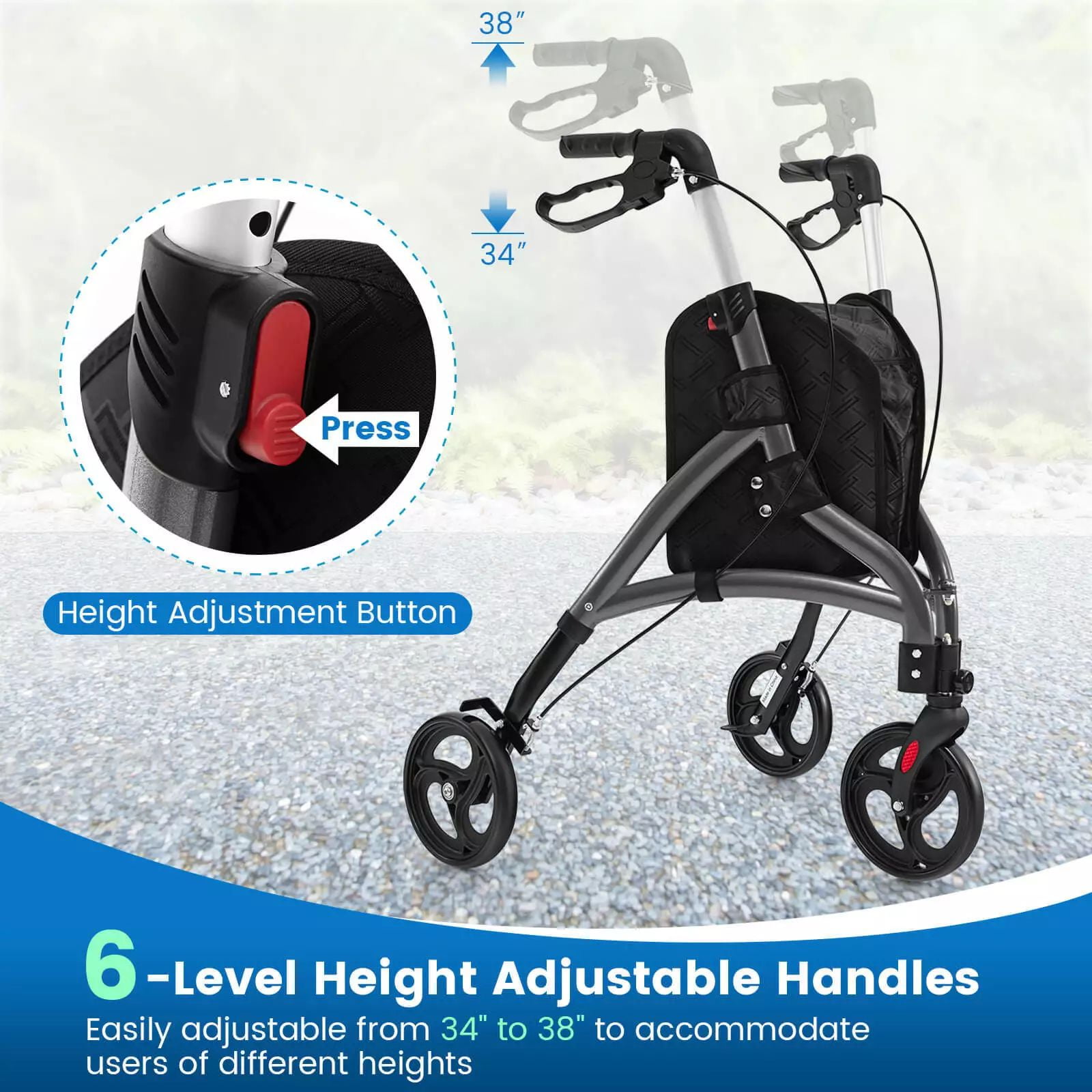 Harmijoy Walker for Seniors, Foldable Rollator Walker w/ Lightweight ...