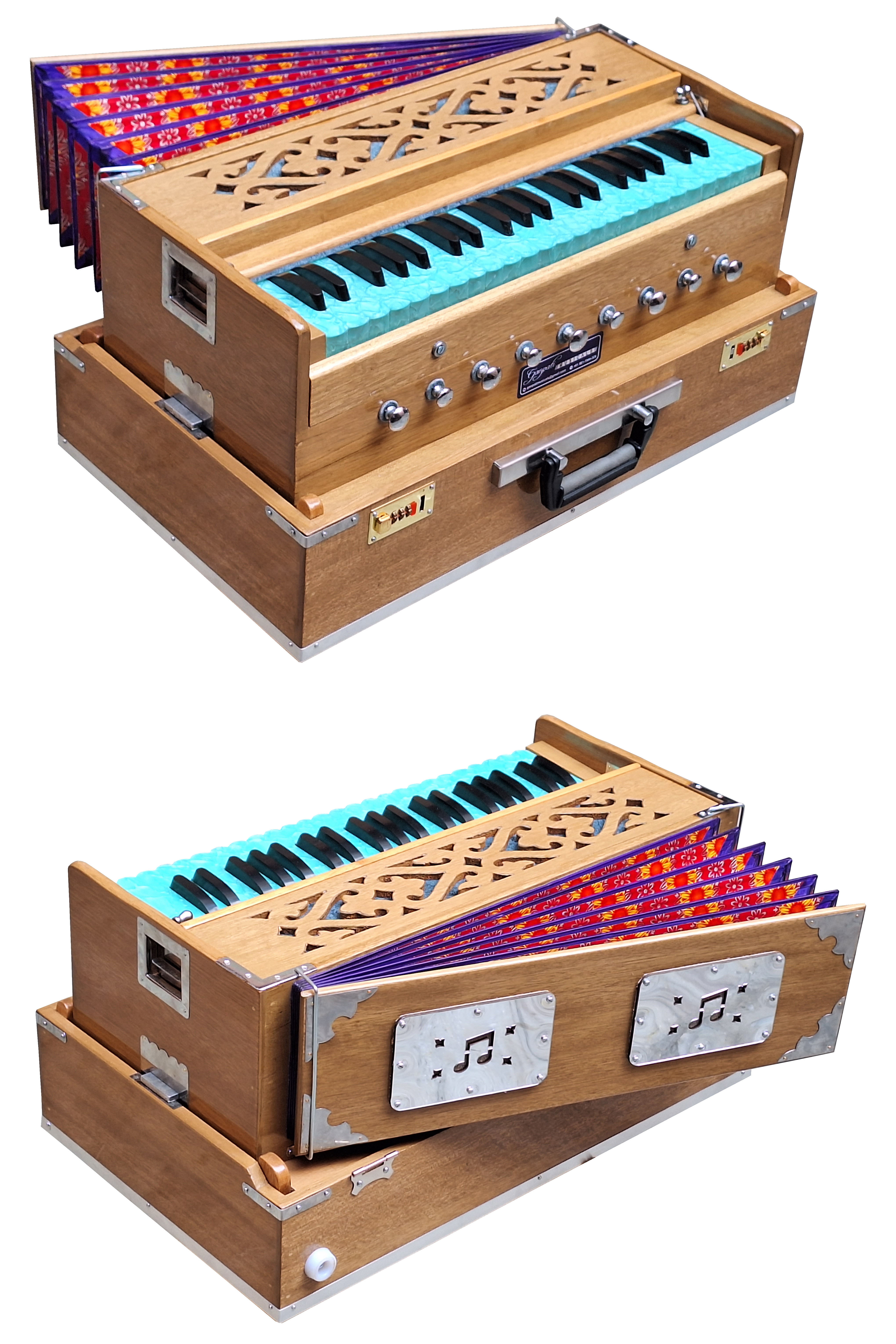 Harmonium Folding~3 Octaves~9 Stops~Double Reeds~440 Hz~7 Fold Bellow ...