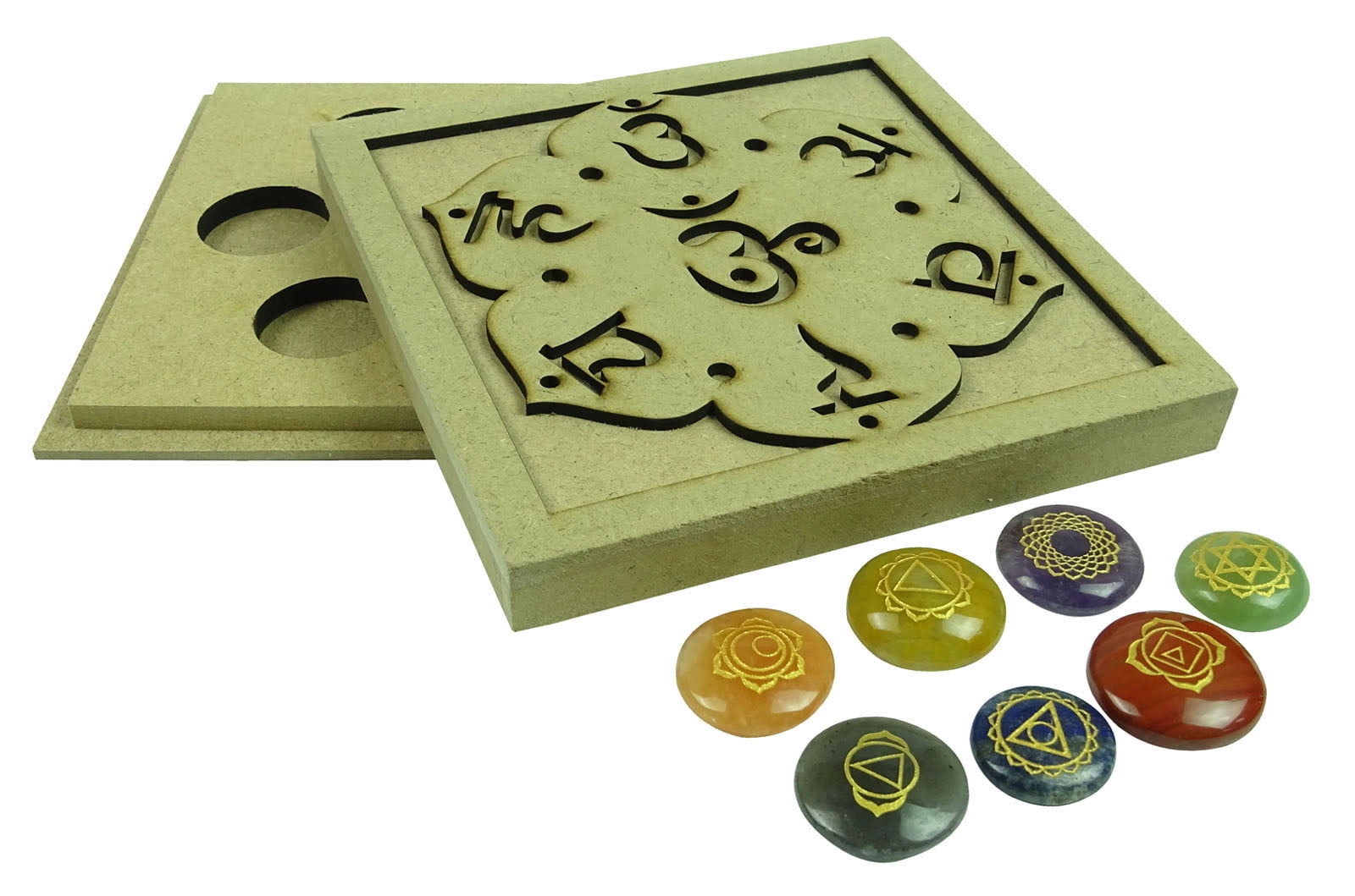 Harmonize Beautiful 7 Pieces Round Engraved Reiki Symbol Stone With Box ...