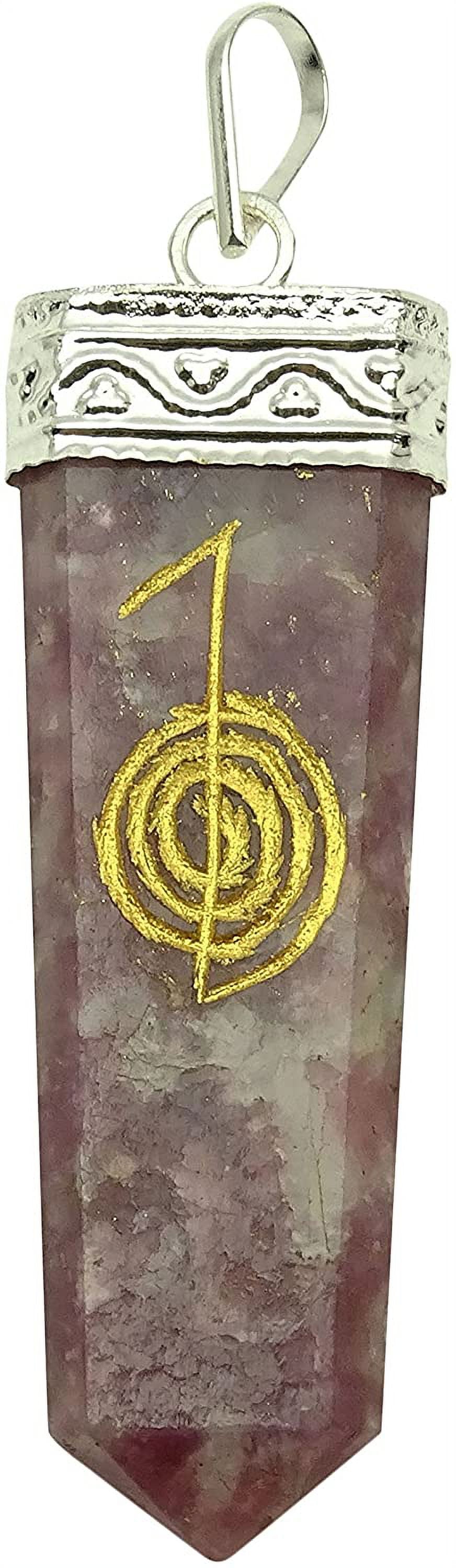 Harmonize Lepidolite Stone Flat Pendant Reiki Healing Crystal Chakra ...