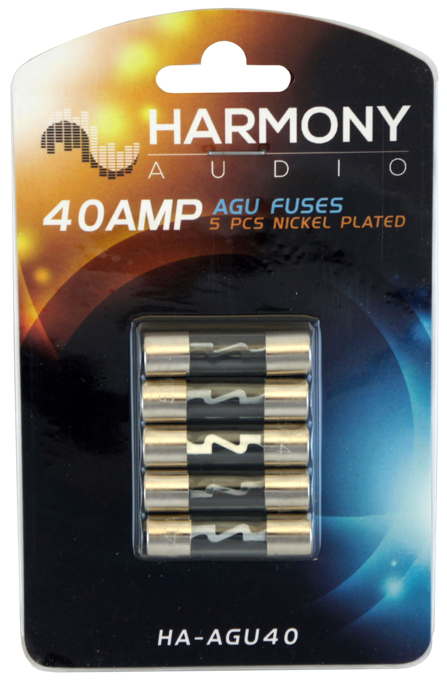 Harmony Audio HA-AGU40 Car Stereo Fuseholder 5 Pack 40 Amp AGU Fuses ...