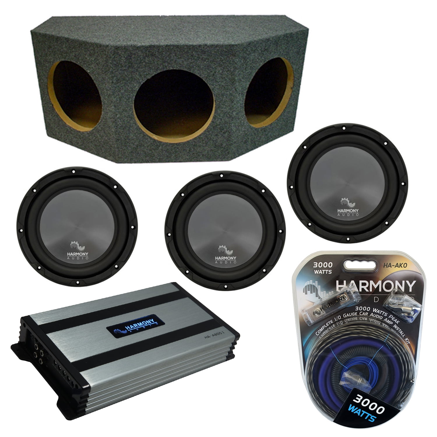 Harmony Audio R124 Triple 12" Subwoofer Loaded 1800 Watt Sub Box & HA ...