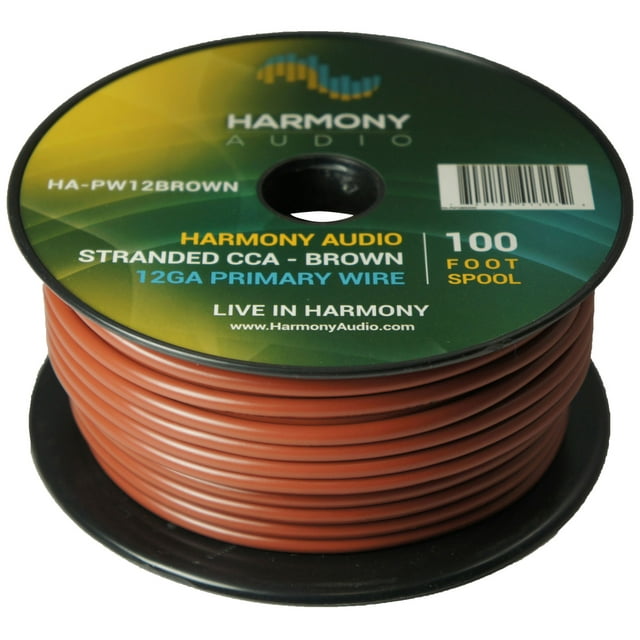 Harmony Car Primary 12 Gauge Power or Ground Wire 100 Feet Spool Brown ...