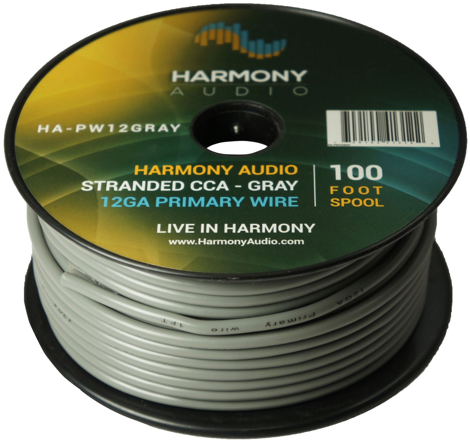 Harmony Car Primary 12 Gauge Power or Ground Wire 100 Feet Spool Gray ...