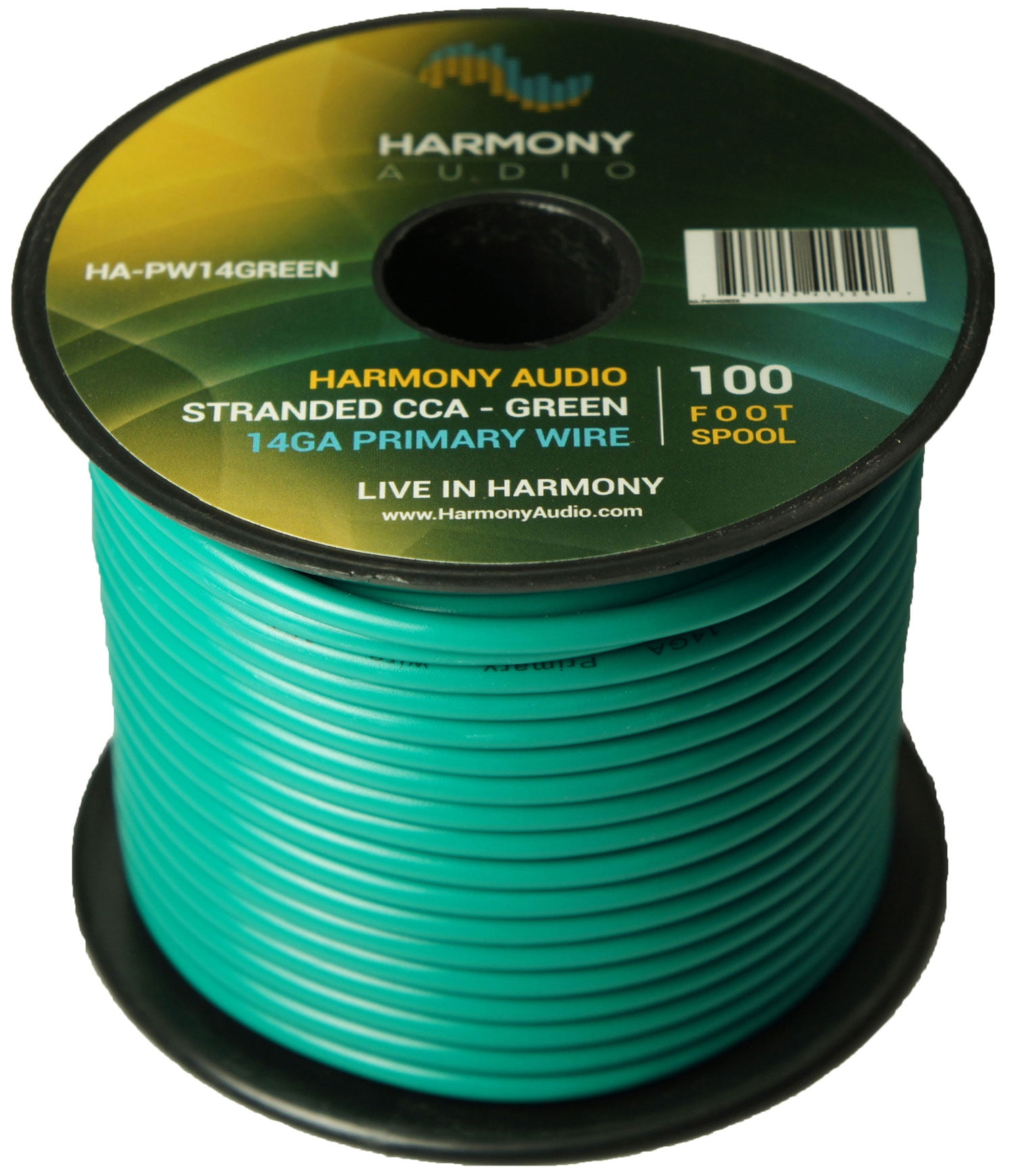 Harmony Car Primary 14 Gauge Power or Ground Wire 100 Feet Spool Green ...