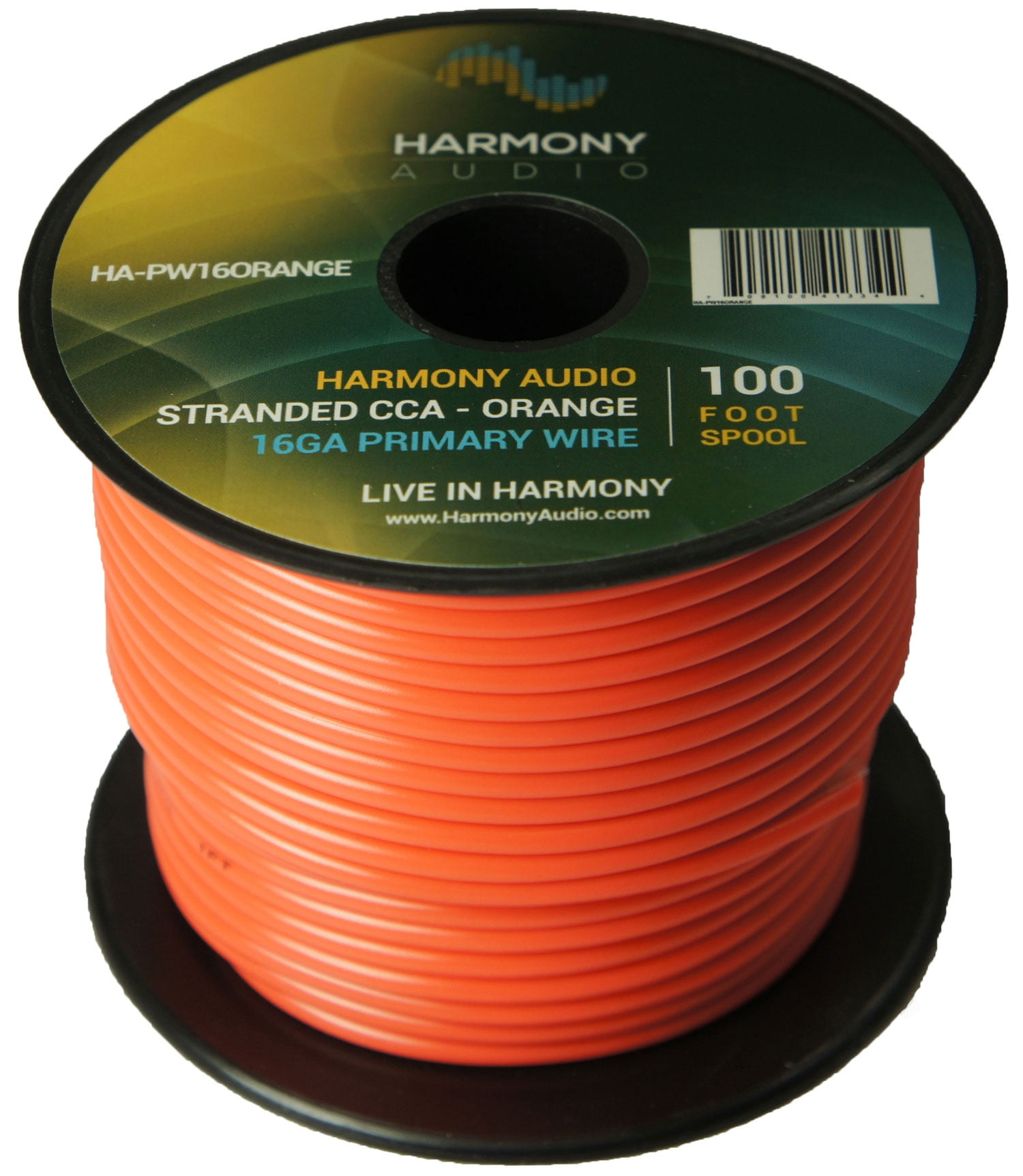 Harmony Car Primary 16 Gauge Power or Ground Wire 100 Feet Spool Orange ...