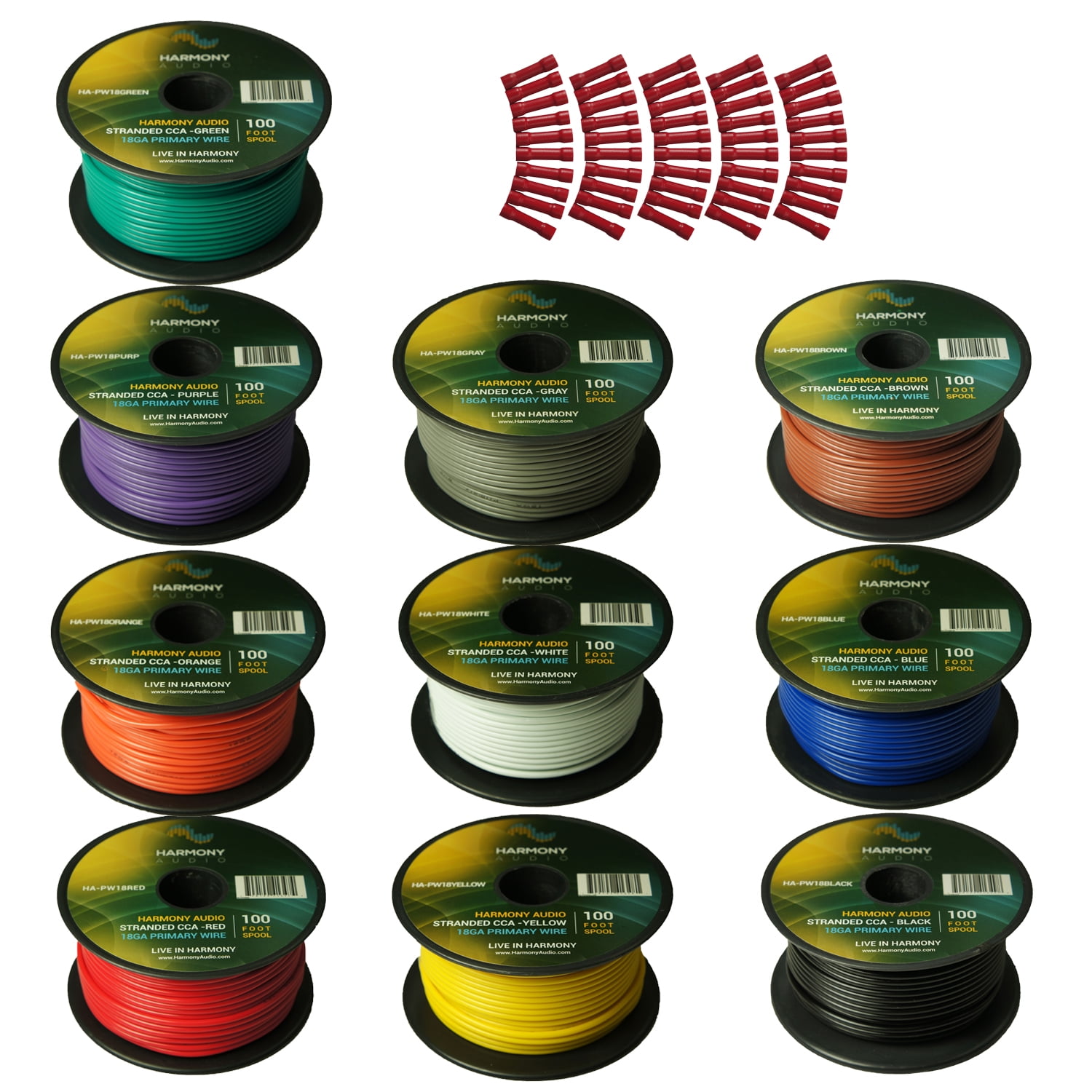 Harmony Car Primary 18 Gauge Power or Ground Wire 1000 Feet 10 Rolls ...