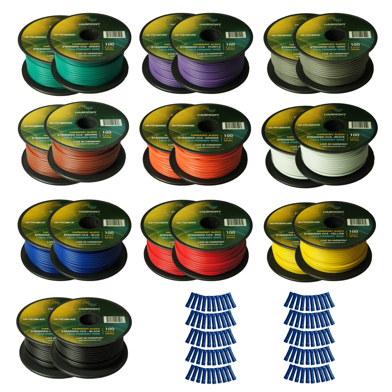Harmony Car Primary 18 Gauge Power or Ground Wire 2000 Feet 20 Rolls ...