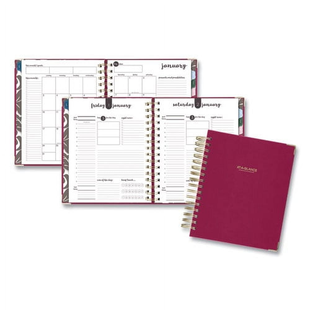 Harmony Daily Hardcover Planner, 8.75 x 7, Berry Cover, 12-Month (Jan ...