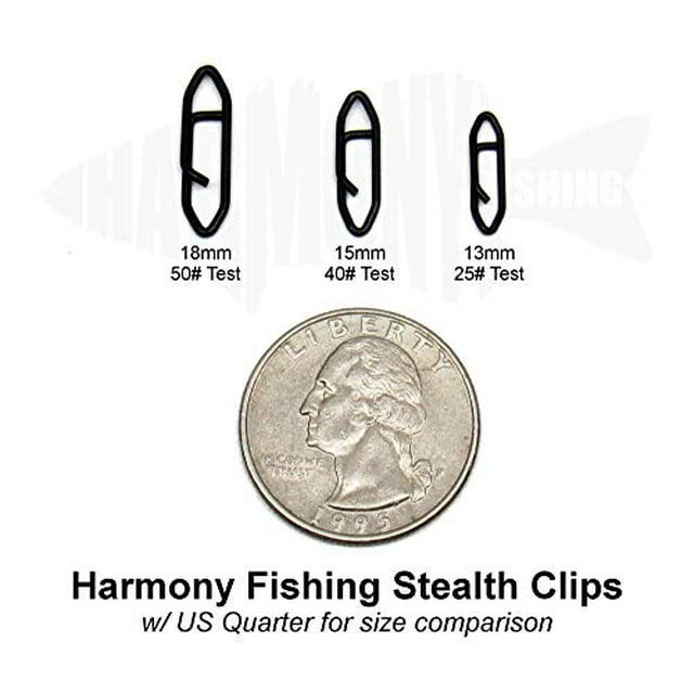 Harmony Fishing Stealth Clips 25 Pack [Black Stainless] 13mm 25# Test ...