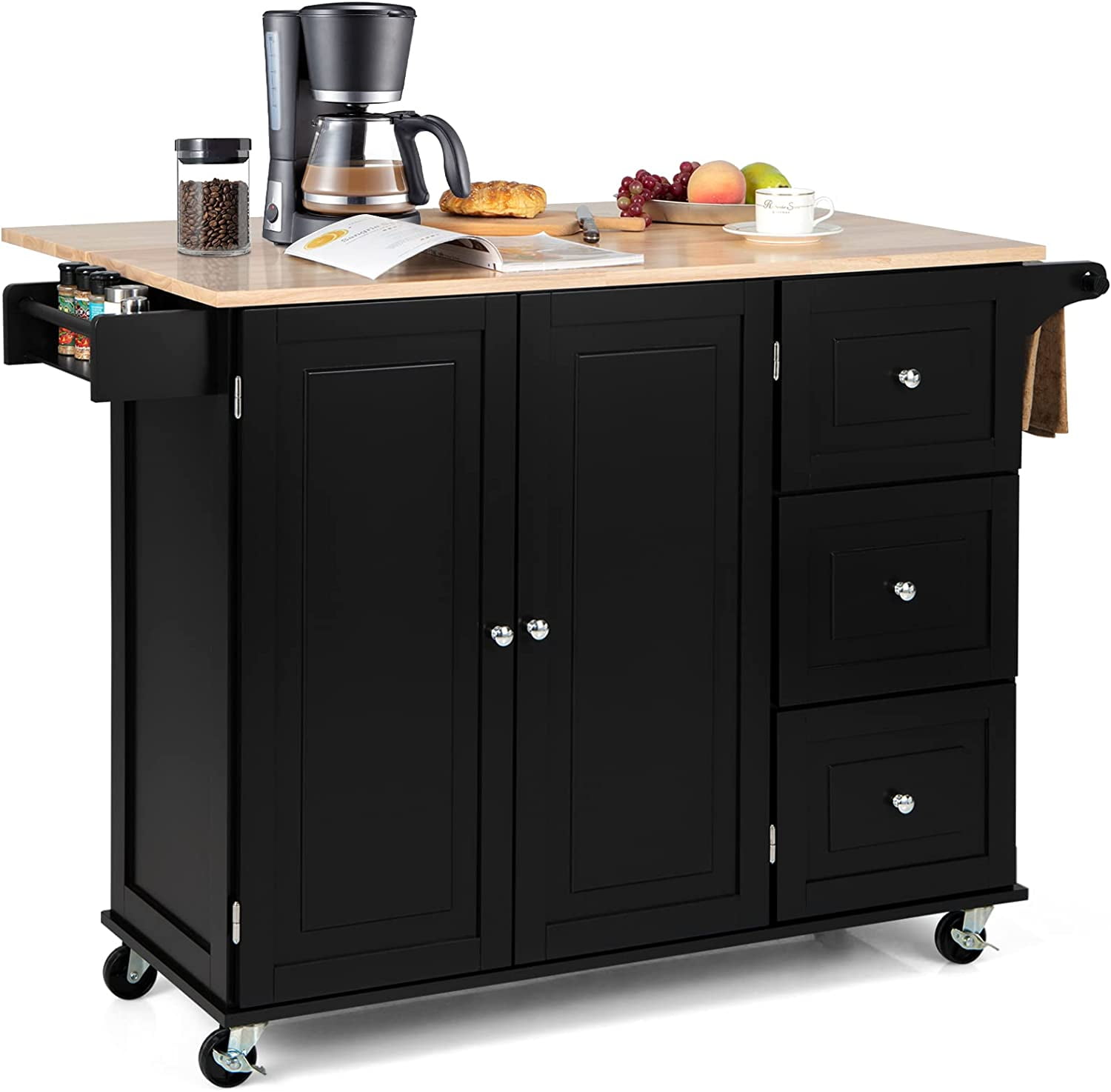 Harmony-Furniture Kitchen Island with Drop Leaf, Rolling Kitchen Cart ...