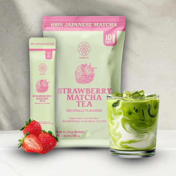 The Harmony Matcha - Matcha Green Tea Powder (10 Pack) Strawberry ...