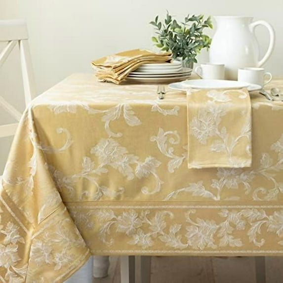 Harmony Scroll Woven Damask Fabric Tablecloth, Everyday, Parties ...