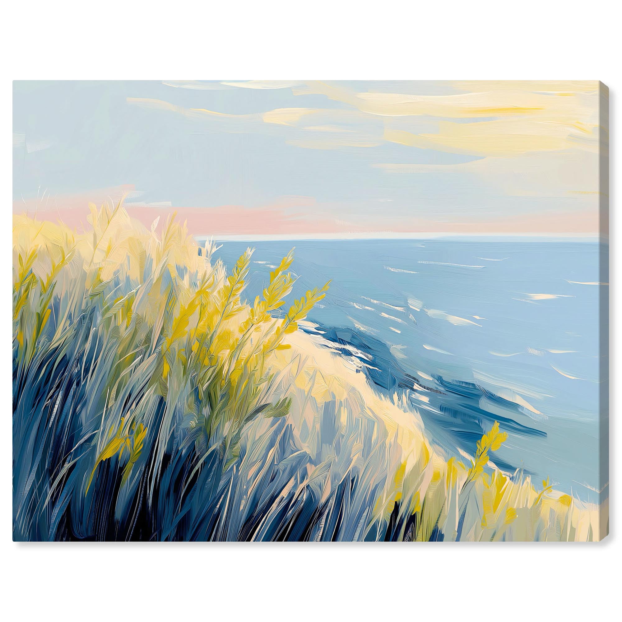 Harmony of Sea and Grass Canvas Vintage Landscape by Art Remedy, Gallery Wrapped, 45" x 36 ...