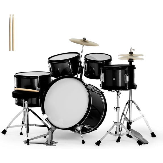 HarmonyStrings 5-Piece Complete Junior Drums Set, 14 Inch Beginners ...