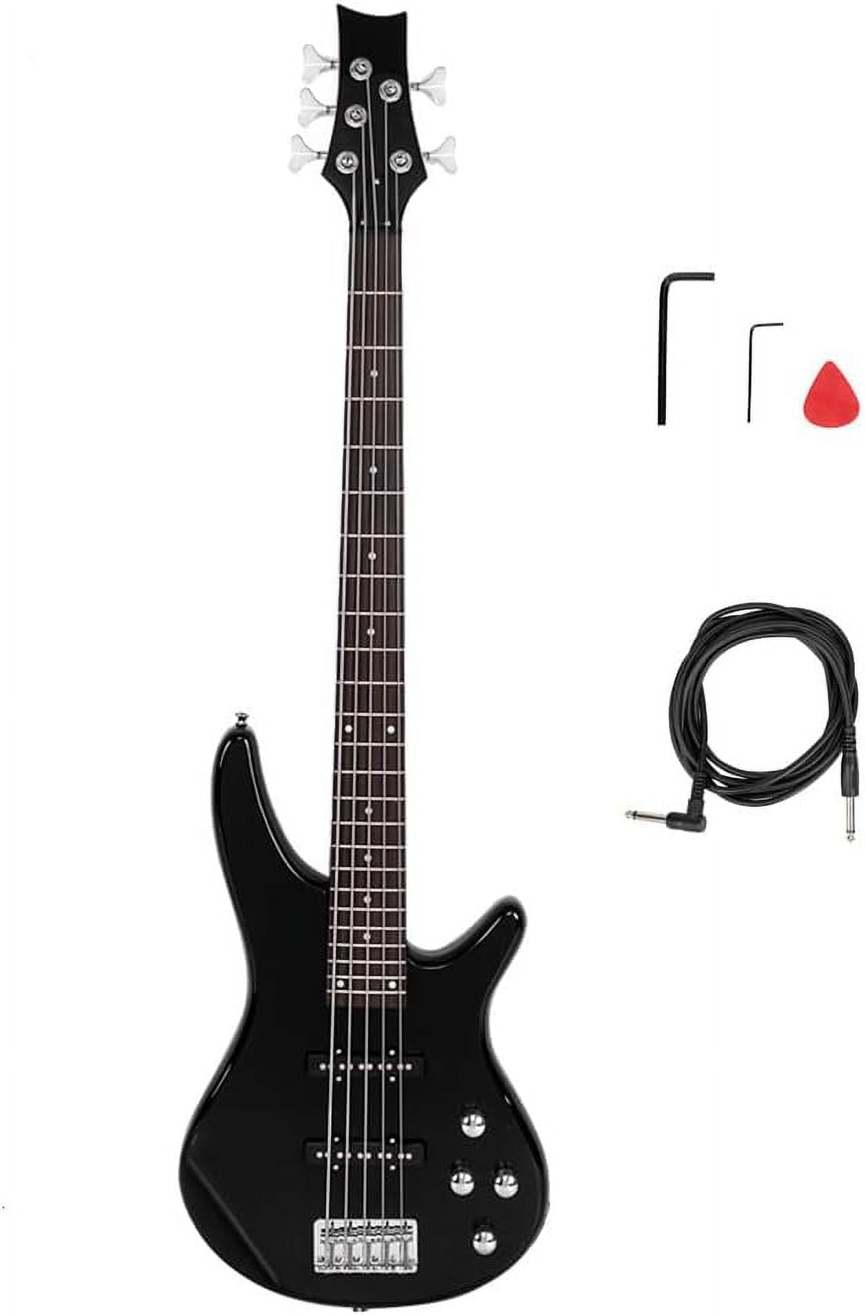 HarmonyStrings 5 String Electric Bass Guitar, Full Size Standard Right ...