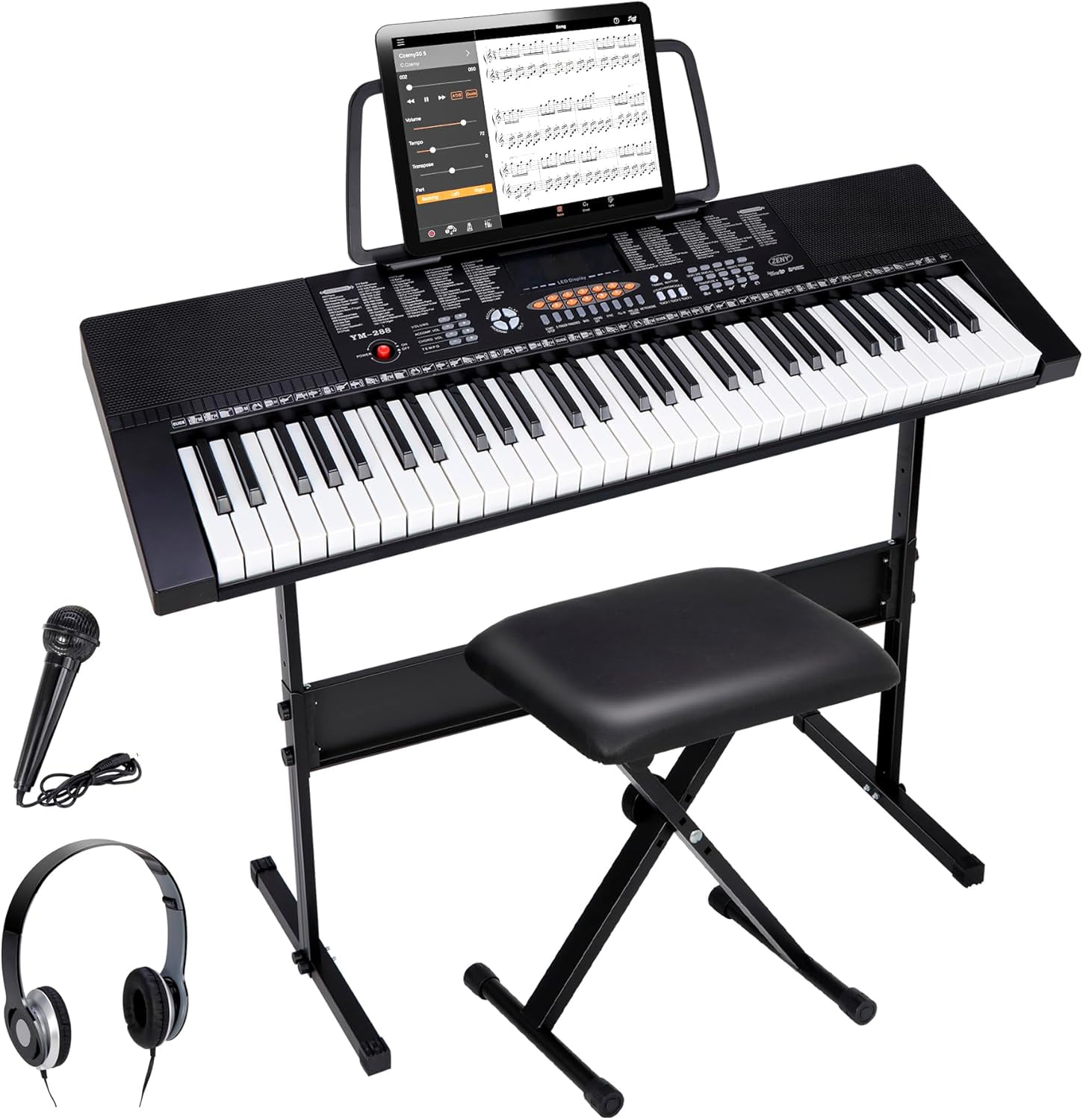 HarmonyStrings 61-Key Portable Electric Keyboard Piano with Built In ...