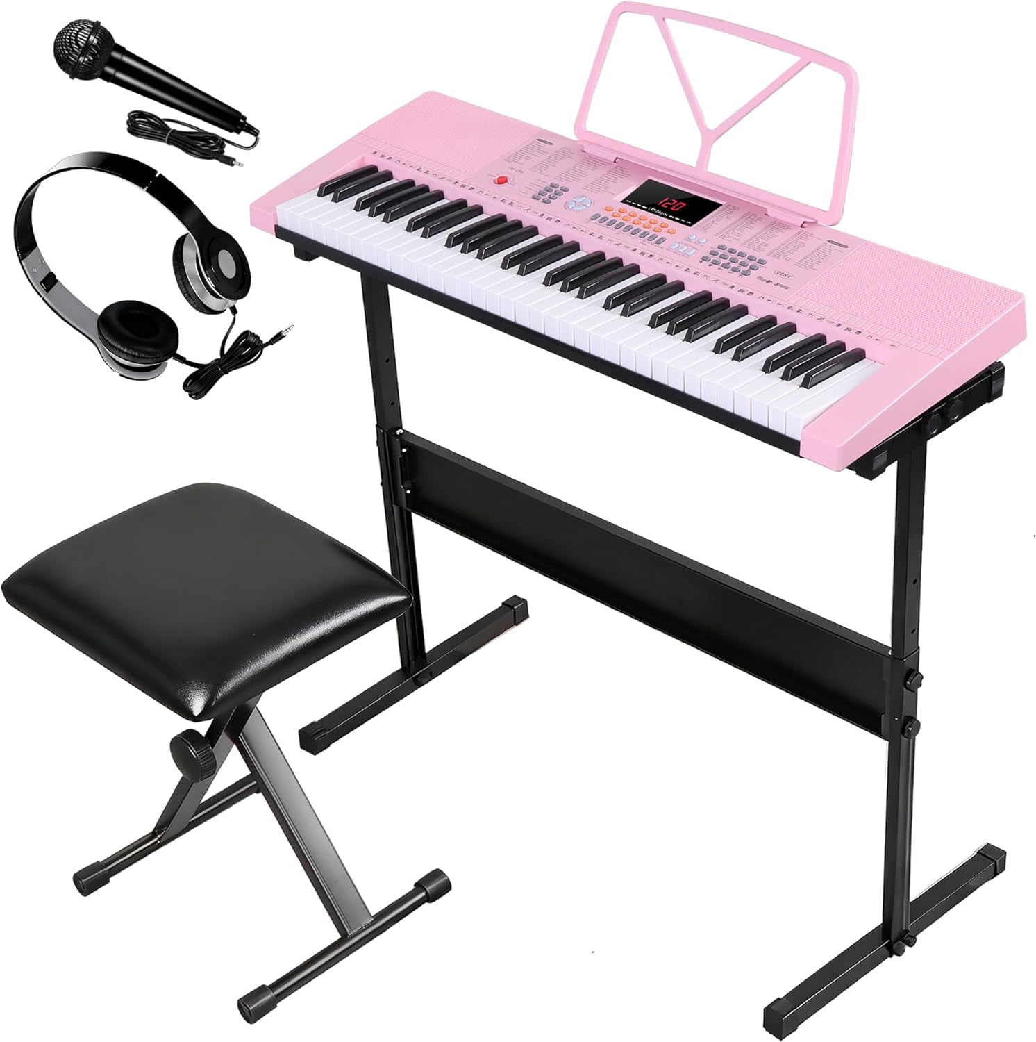 HarmonyStrings 61-Key Portable Electric Keyboard Piano with Built In ...