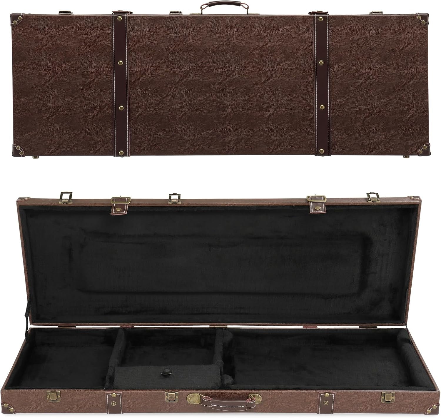 HarmonyStrings Guitar Hard Case, Rectangle Wooden Standard 39-Inch ...