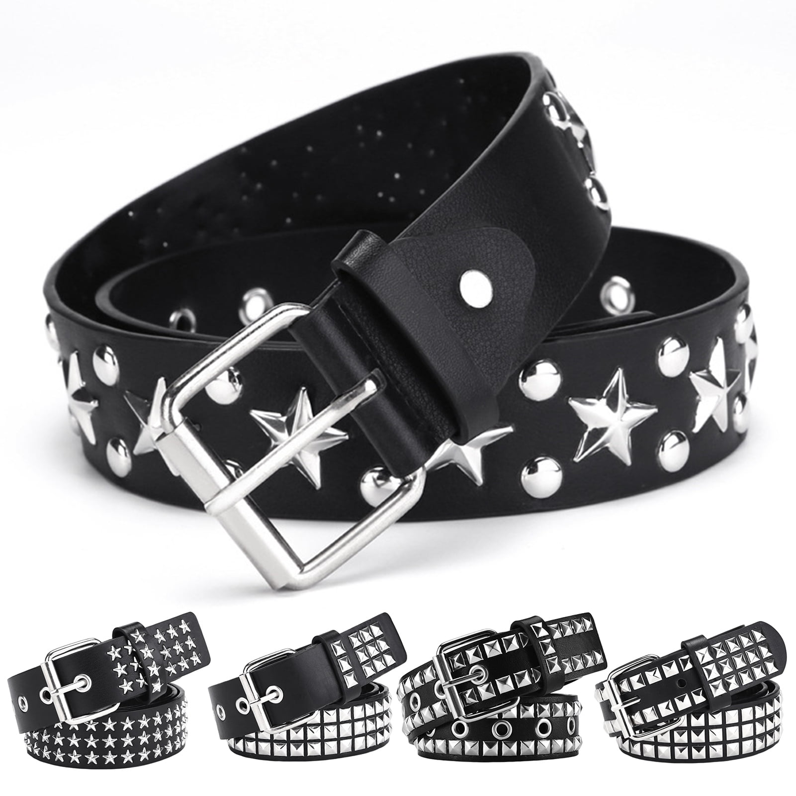 Harmtty Punk Rock Rivet Belt Studded Belt Grommet Threads Belt Square ...
