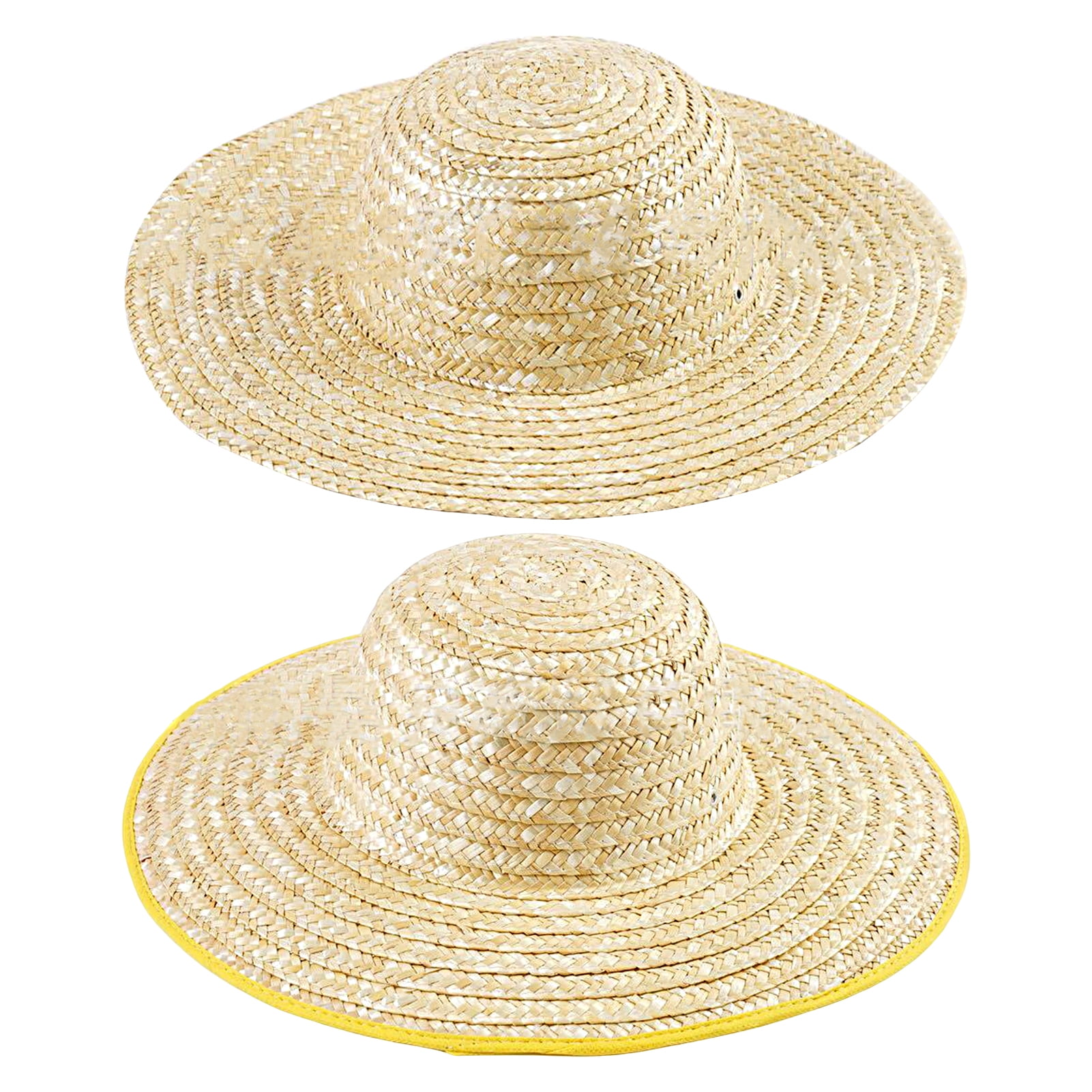 Harmtty Straw Hat with Wide Brim Breathable Straw Hats, Set of 2 ...