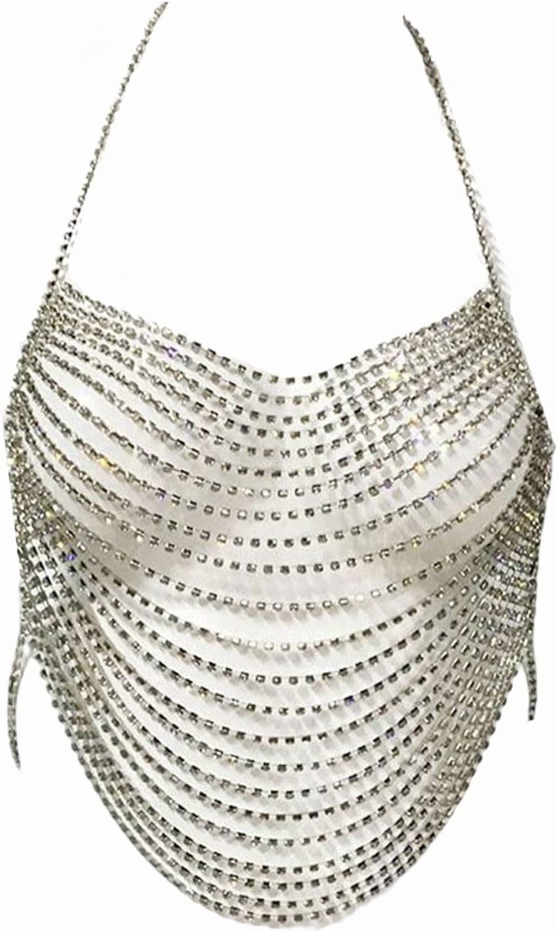 Harness-Bikini Chain Rhinestone-Body Chain-Bra Women Chest Chains ...