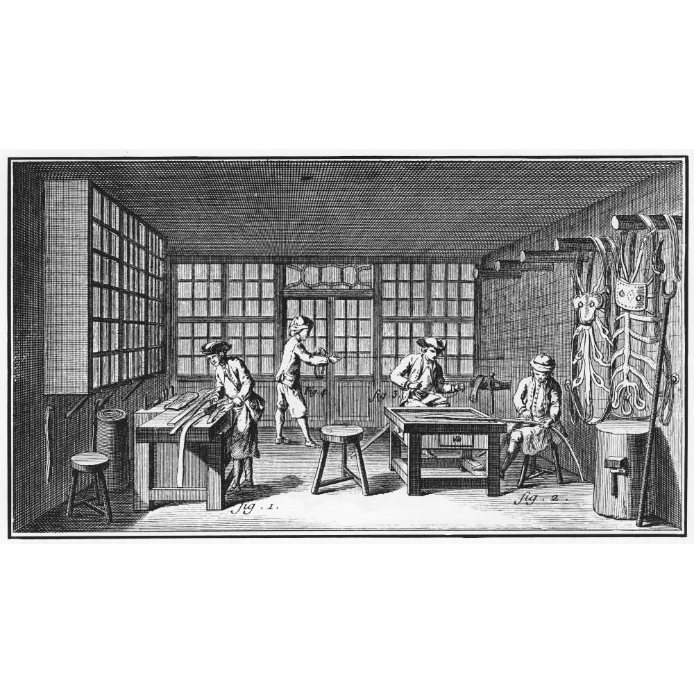 Harness-Maker 18Th Century. Na Harness-Making Shop With Workers Cutting ...