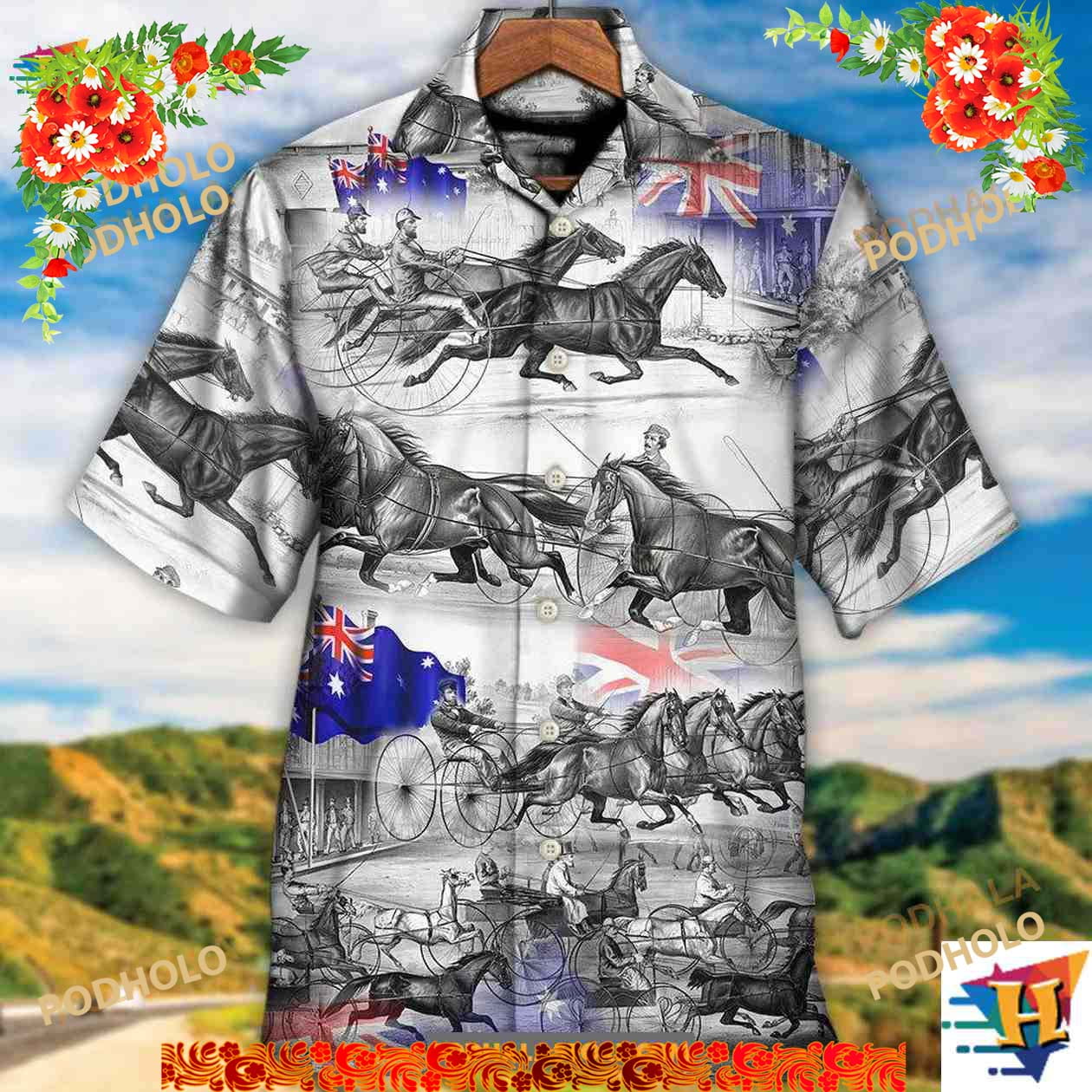 Harness Racing Horse Racing Australia Flag Hawaiian Shirt, Gifts For ...