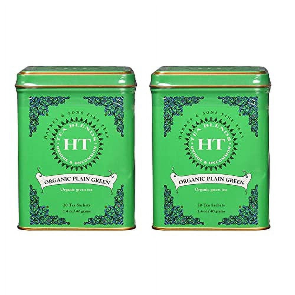 Harney & Sons Plain Green Tea Sachets, Blend, 2 Pack, 40 Sachets Total ...