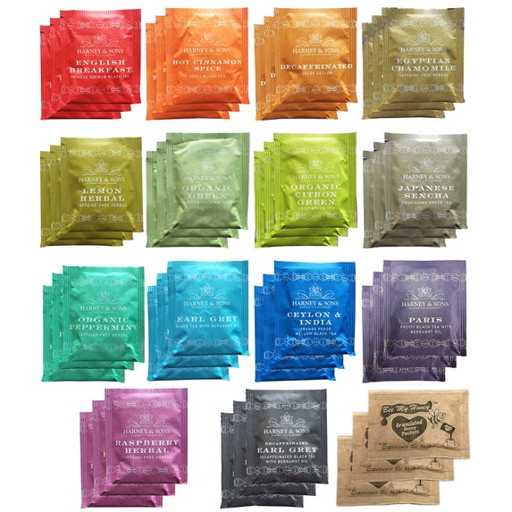 Harney & Sons Assorted Tea Bag Sampler Bundle 42 Count With Honey ...