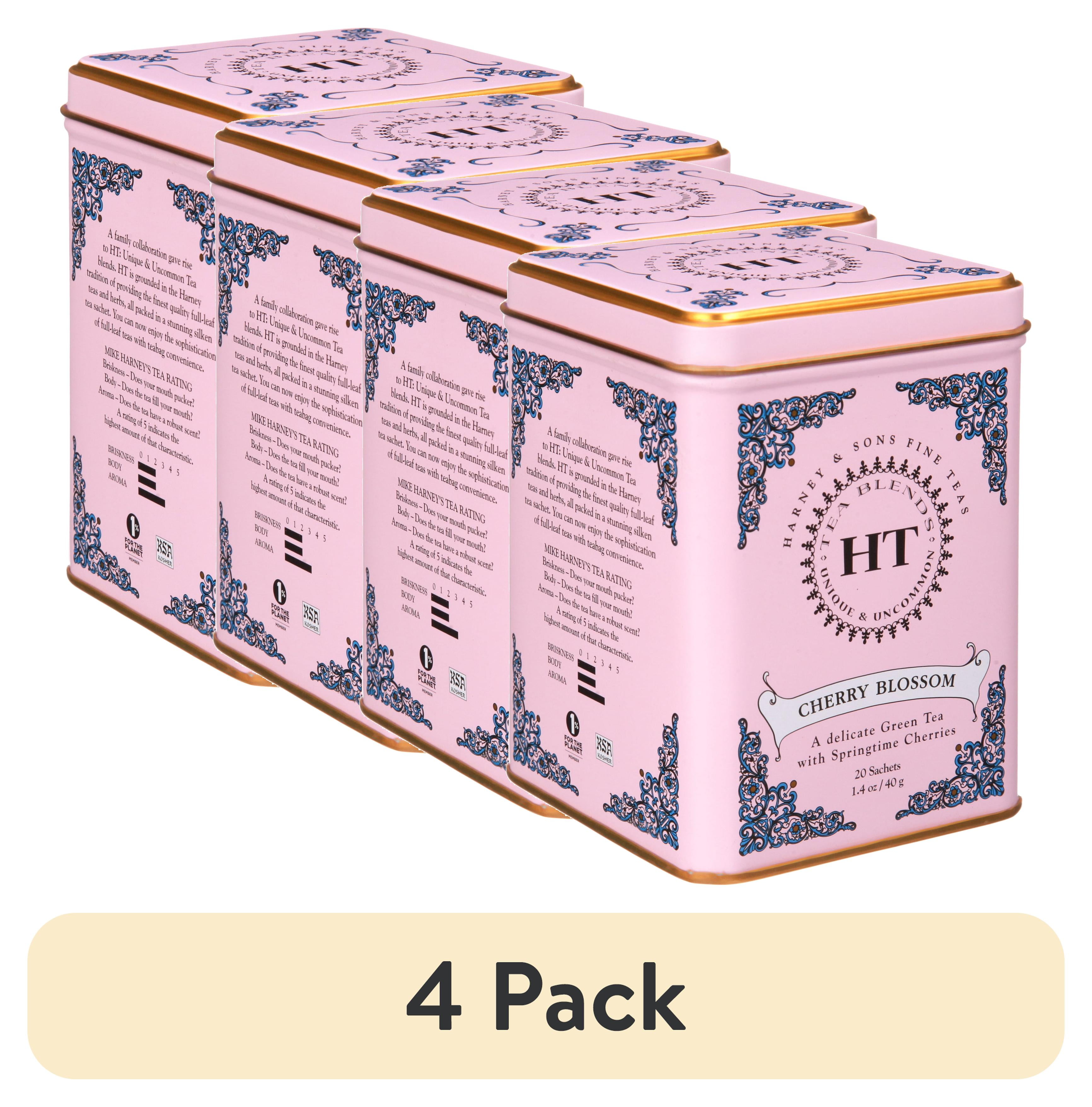 (4 pack) Harney & Sons Cherry Blossom, Green Tea with Cherry Flavor, 1. ...
